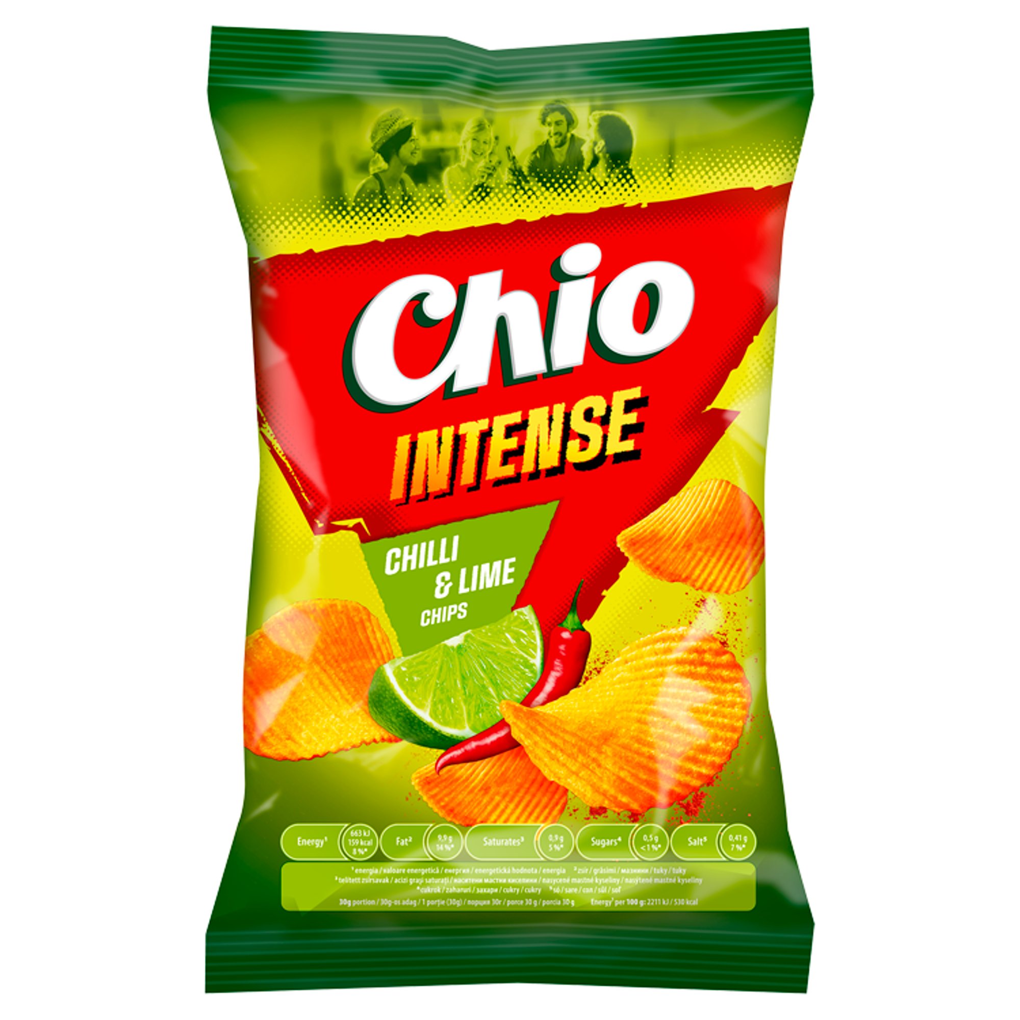 Chio Chips Intense chili és lime ízű csípős burgonyachips