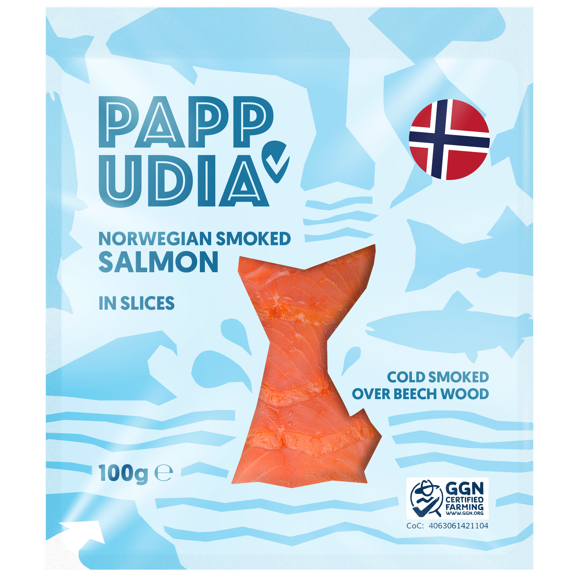 Pappudia Norvég füstölt lazac szeletekben